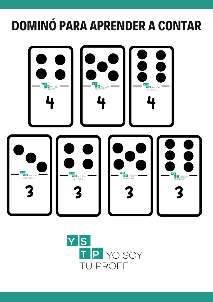 Dominó de números: aprende a contar jugando (descargable) - Yo Soy Tu Profe